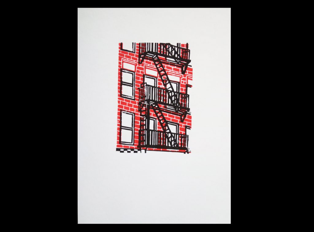 Fire Escape Lino Print - Heather Cogle