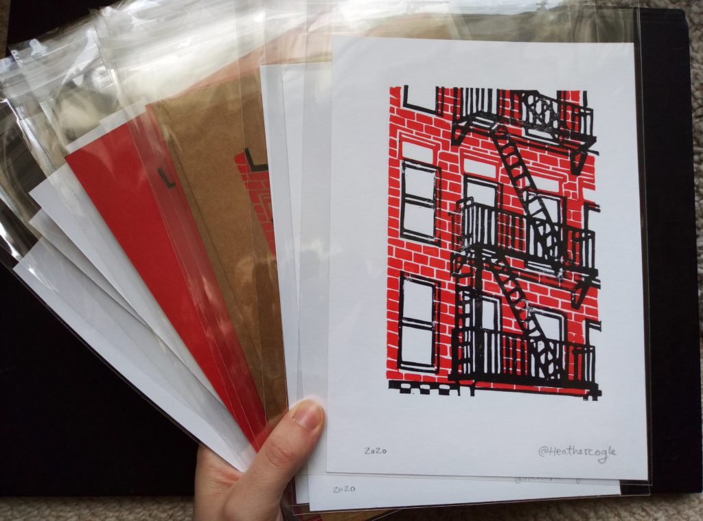 Fire Escape Lino Print - Heather Cogle